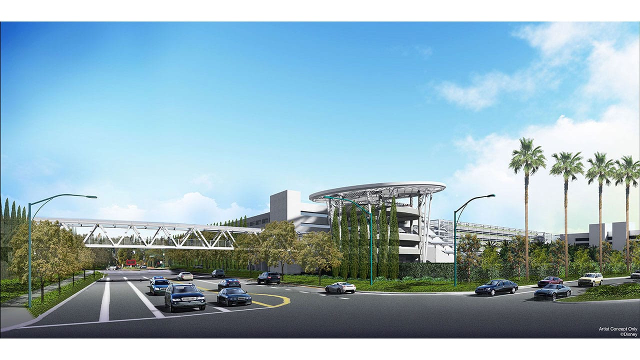 Pedestrian Bridge Added to New Parking Structure in Disneyland