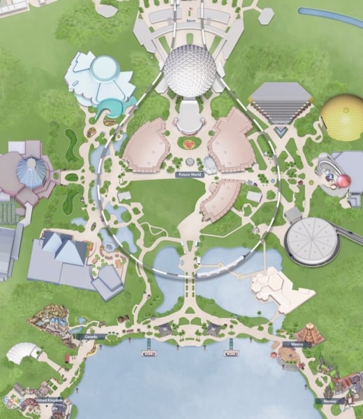 Club Cool, Starbucks, Fountain of Nations Removed from Epcot Park Map