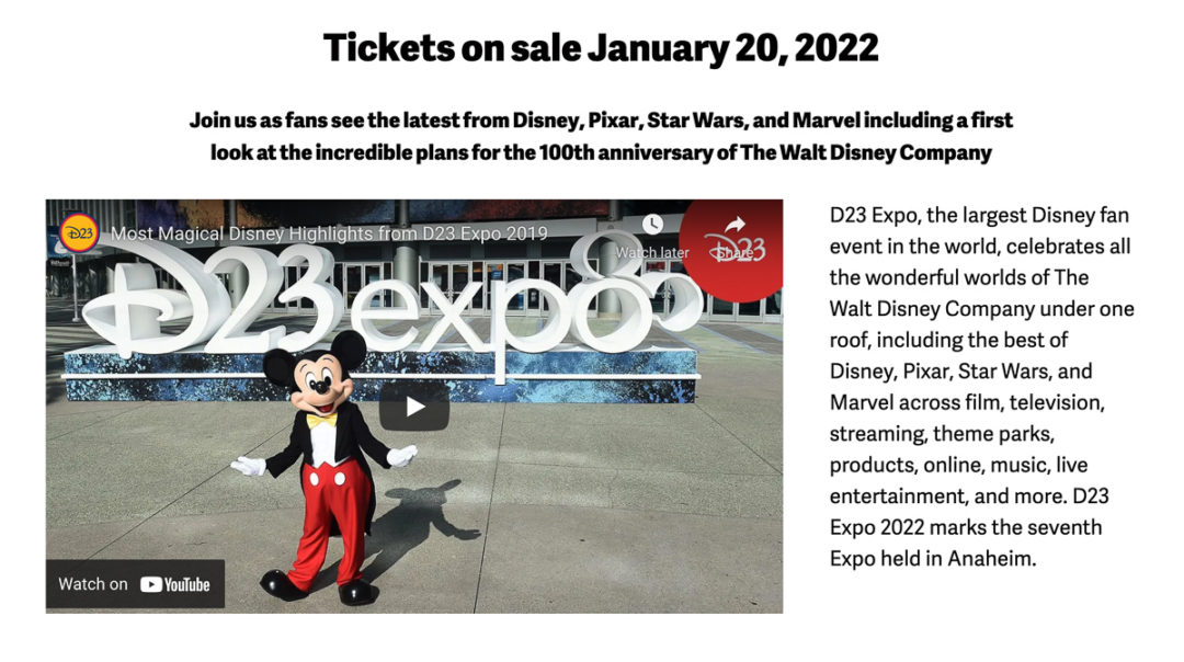 Disney D23 Expo 2022 Full Schedule Tickets Dates News And Tips