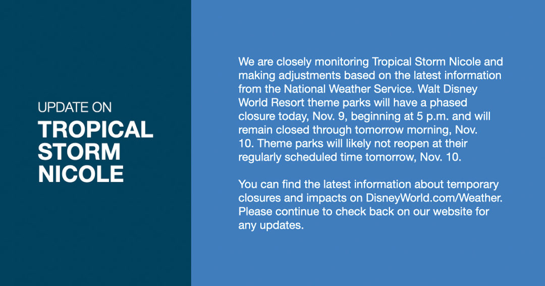 Walt Disney World Closing for Hurricane Nicole | Info & Updates